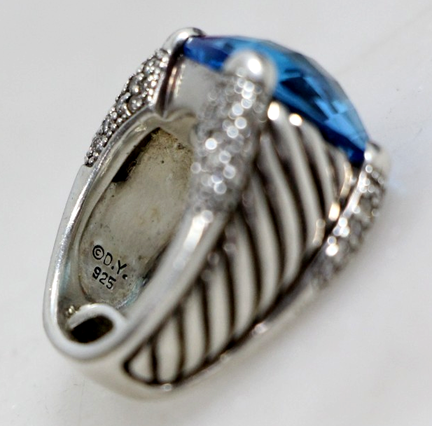 David Yerman Blue Topaz Diamonds Ring Size 2" | eBay