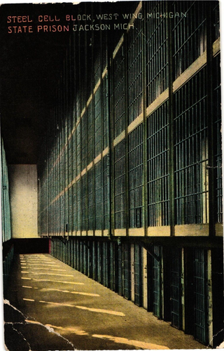 Steel Cell Block West Wing State Prison Jackson Michigan Postcard ...