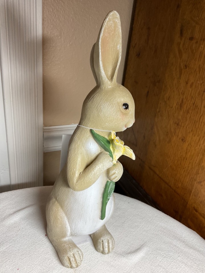 Martha Stewart Home EASTER Bunny Rabbit Holding A YELLOW Flower 12" NWT ...