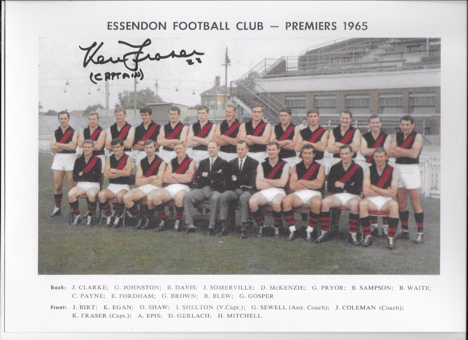 ESSENDON 1965 PREMIERS TEAM SIGNED & CAPTAIN SIGNED PRINTS / READY TO ...