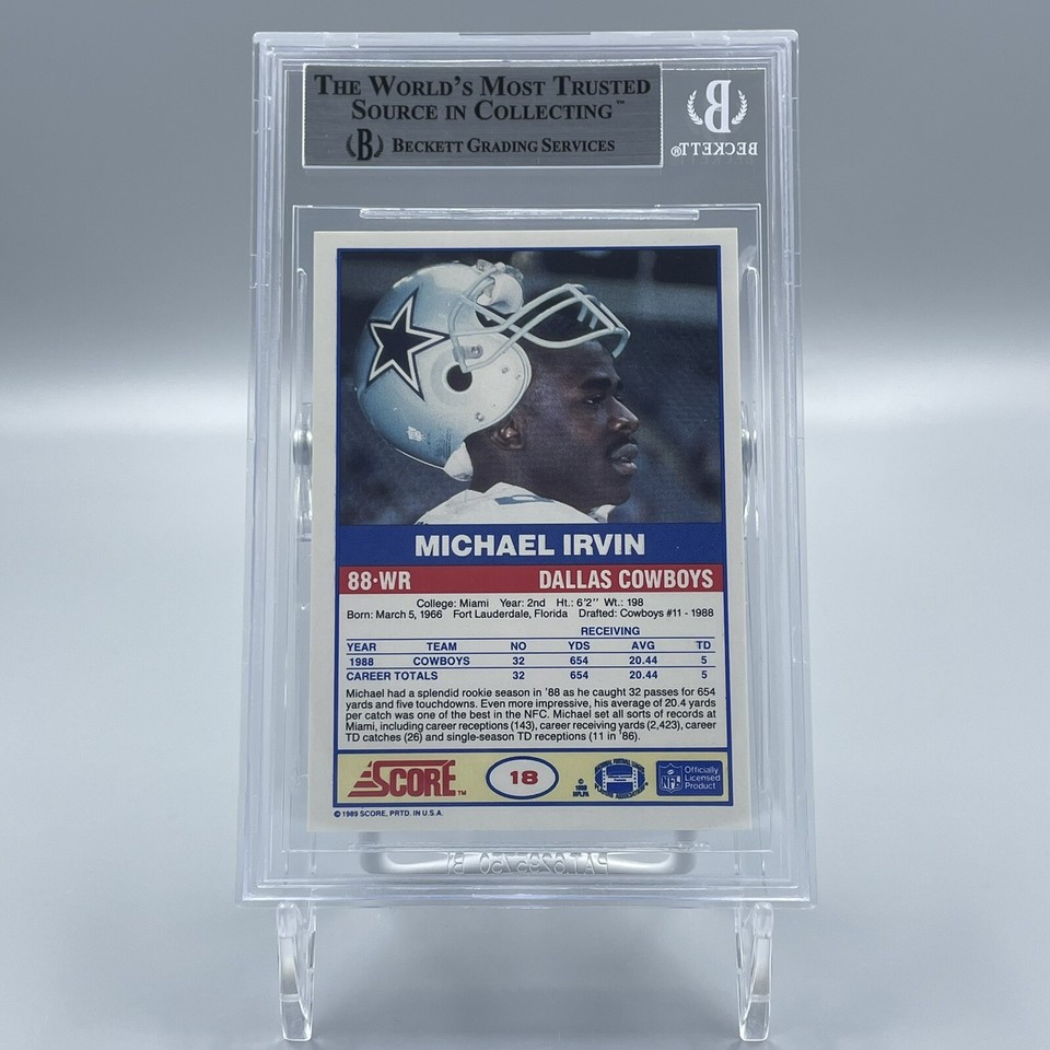 Michael Irvin Signed Autographed 1989 Score #18 Rookie Card RC Beckett ...