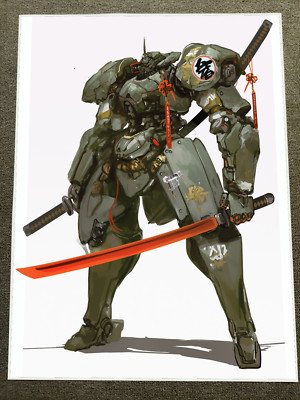 Samurai Mecha Robot with Red Katana Poster 18x24in | eBay