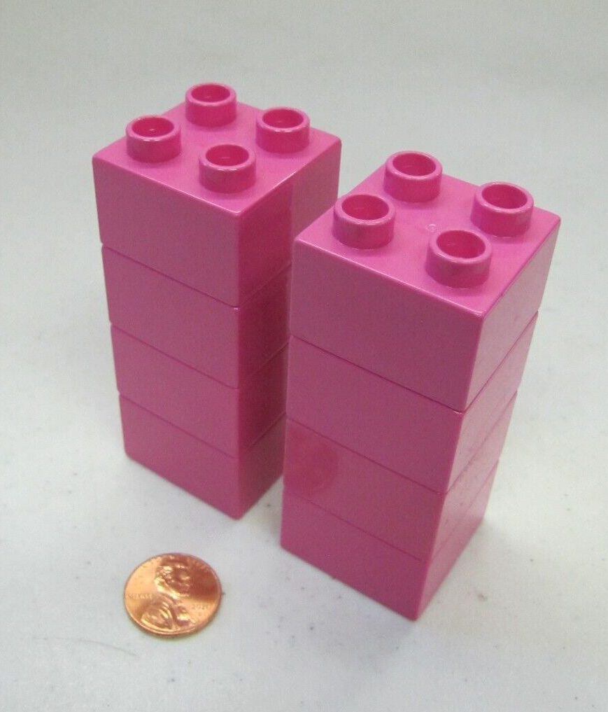 Lego Duplo Block Hot Pink 2X2 Brick 8 Block Lot Princess Castle Dark ...