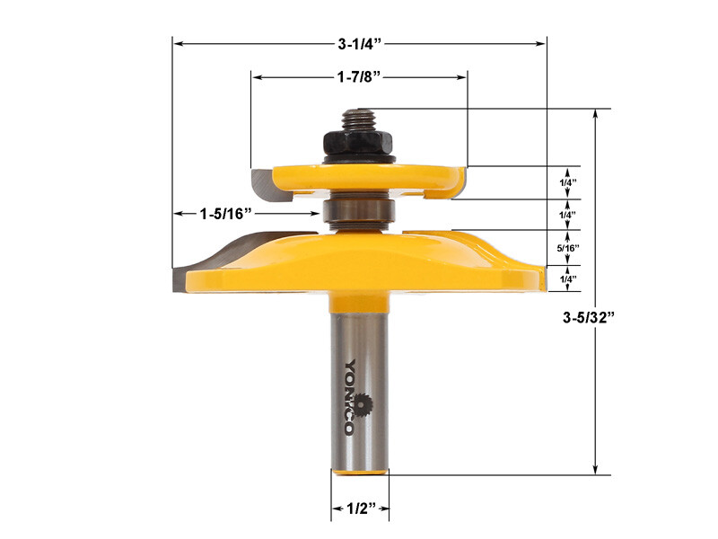 3-1/4" Ogee Raised Panel with Backcutter Router Bit - 1/2" Shank ...