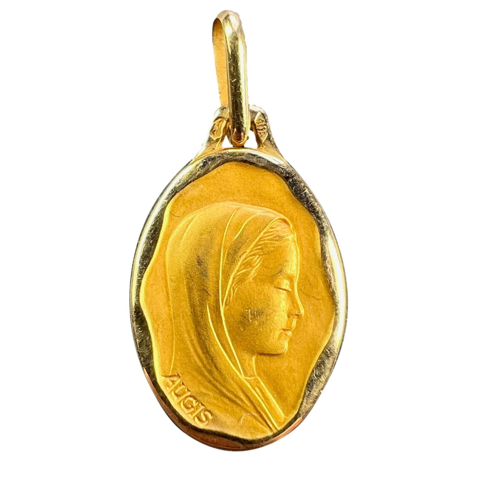 French Augis Virgin Mary 18K Yellow Gold Religious Me… - Gem