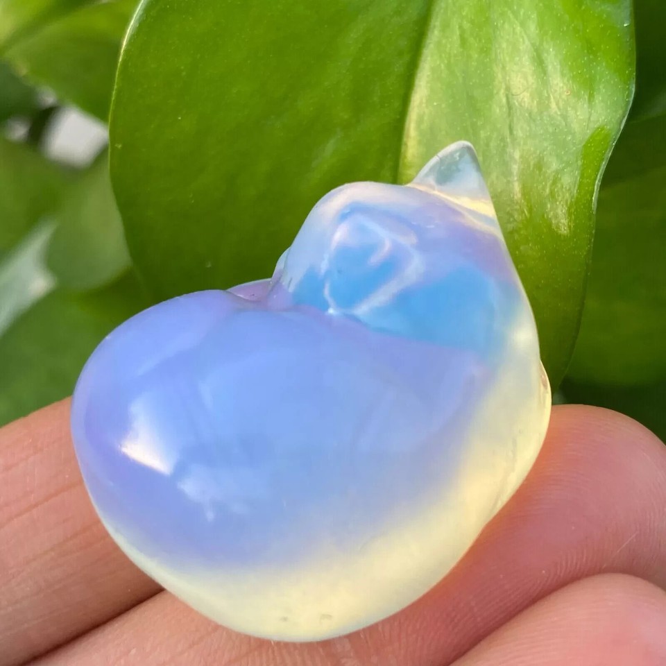 2025 HOT Opalite Sleeping Cat Hand Carved Home Decoration Healing ...
