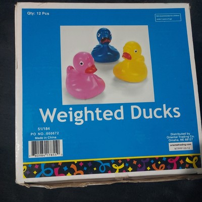 WEIGHTED MULTI-COLOR Pink Blue, & Yellow PLASTIC DUCKS 12 CT duck pond ...