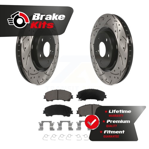 Front Drilled Slot Disc Brake Rotor & Ceramic Pad Kit For 2014-2019 ...