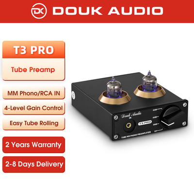 Douk Audio T3 PRO HiFi MM Phono Preamp Valve Tube Turntable Stereo ...