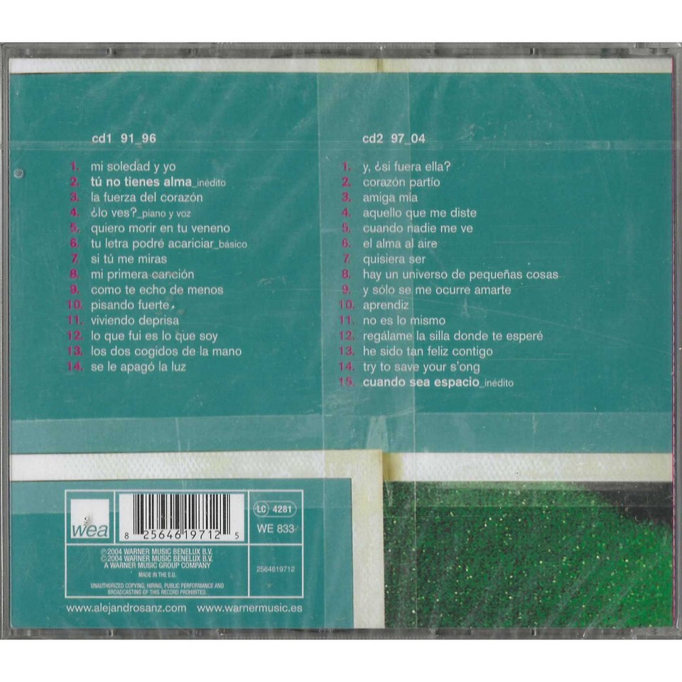 Alejandro Sanz CD Grandes Éxitos 91_04 / Wea – 2564619712 Sealed | eBay