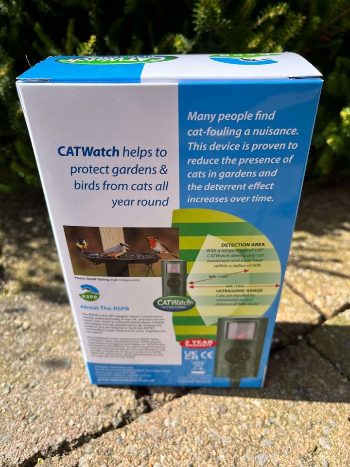 NEW RSPB APPROVED CAT WATCH DETERRENT REPELLER CATWATCH SCARER ULTRA ...