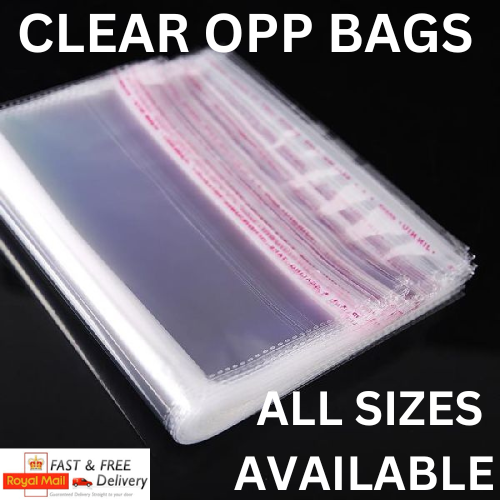 CLEAR CELLO BAGS DISPLAY GARMENT SELF ADHESIVE PEEL& SEAL CELLOPHANE ...
