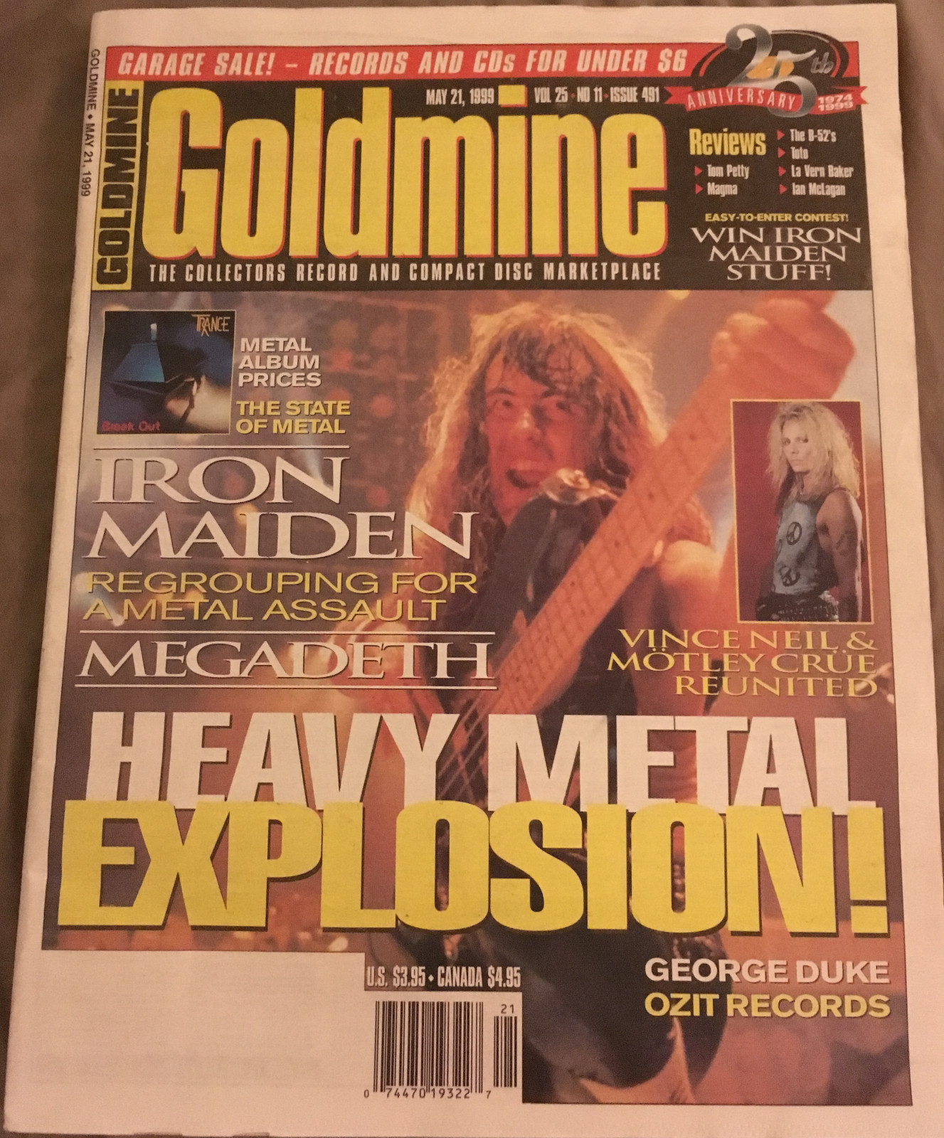 Goldmine May 21 1999 Iron Maiden Megadeth Motley Crue George Duke Ozit ...