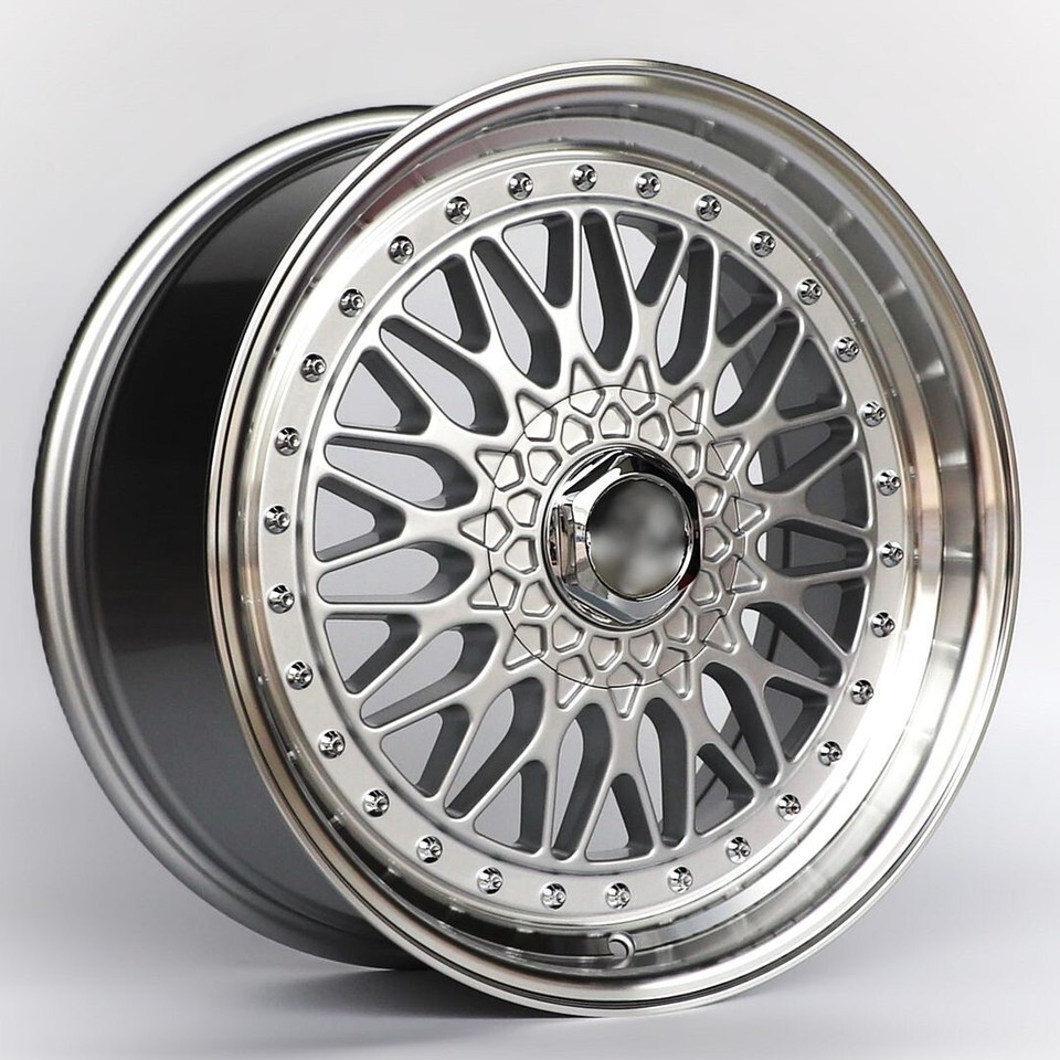 17" RS STYLE SILVER MACHINE LIP WHEELS RIMS FITS 4X100 5X100 17X7.5 +35 ...