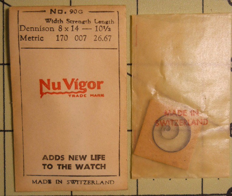 NU VIGOR 90G Watch Mainspring 8 x 14 x 10½ - .170 x .007 x 26.67 mm ...