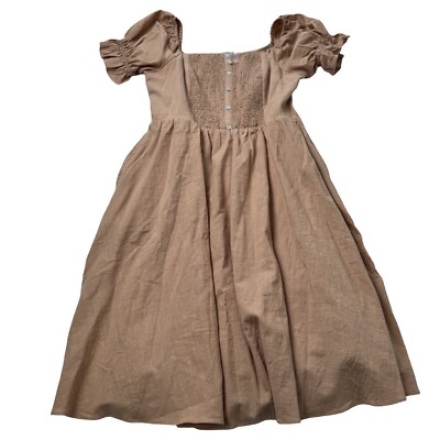 Calista Womens Dress L Midi Ruffle Sleeve Peasant Sundress | eBay