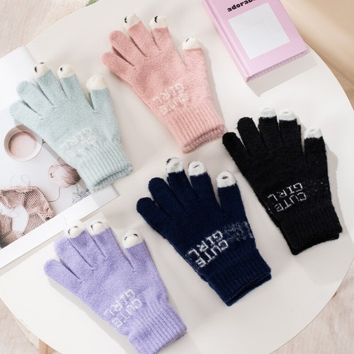 Cute Fingerless Gloves, Wool Creative Warm Winter Office Knitted ...
