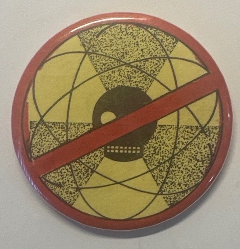 Vintage Anti-Nuclear Skull Protest Button Red Slash Atomic Symbol 1 5/8 ...