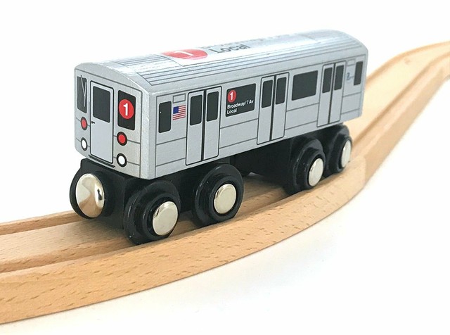 Munipals NYC Subway Car 1 Toy Train Wooden Railway R62 Broadway 7 AV ...