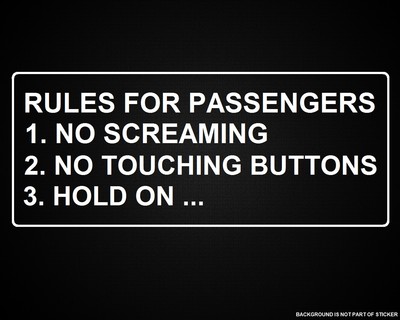 Rules For Passengers Vinyl Decal Sticker JDM Funny YTB HKS Greddy YTG ...
