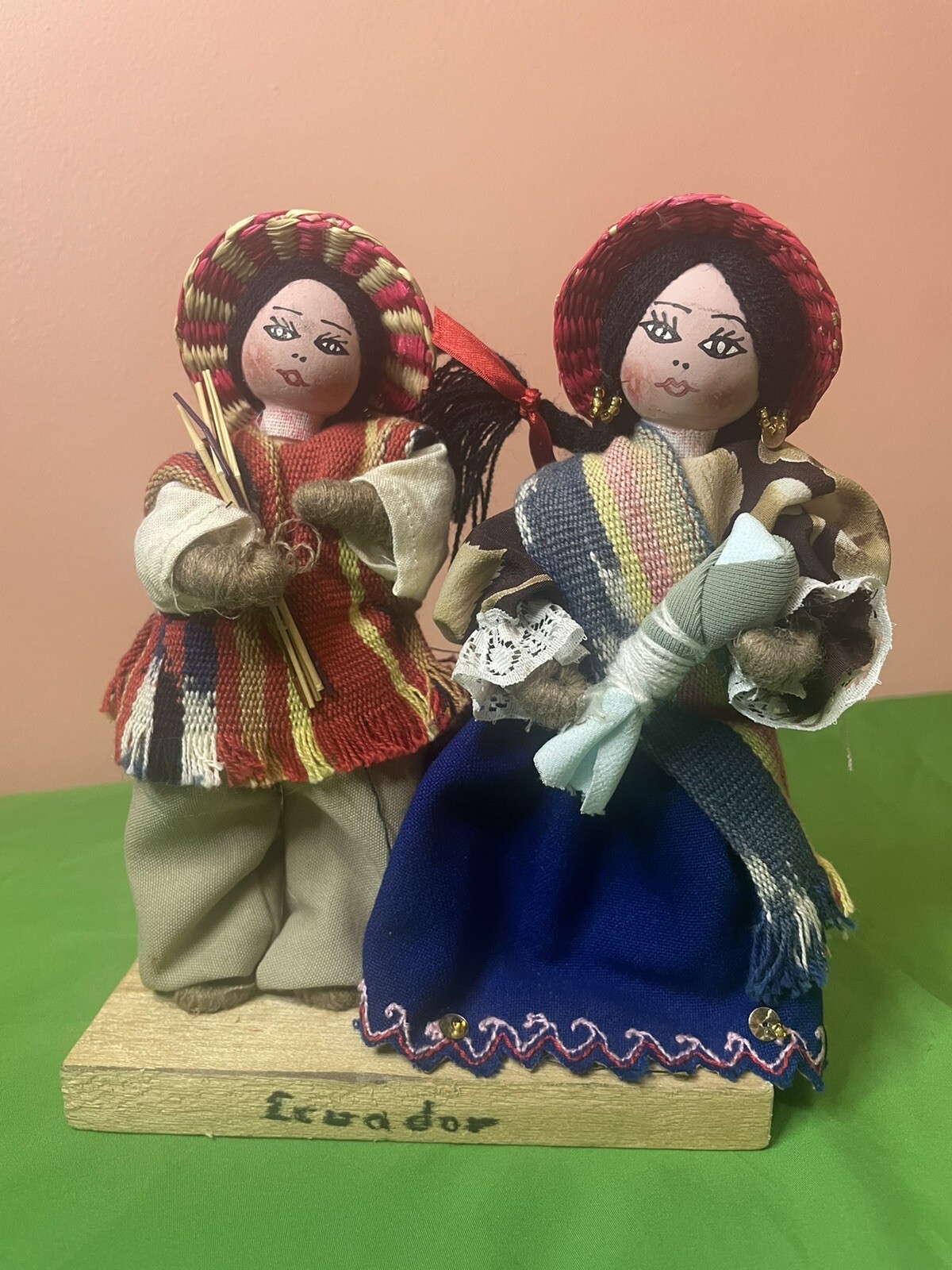 VTG Ecuadorian Dolls Figurine Folk Art Peruvian Women Cloth Souvenir ...