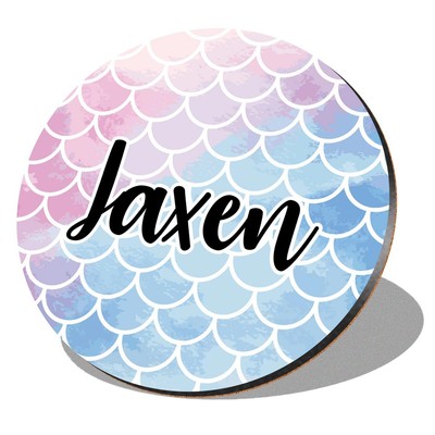 1 x Round Coaster - Name Jaxen Mermaid Scales Fish Sea Lettering ...