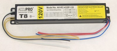 AccuPro 120V T8 Electronic Ballast AK-RC-432IP-120 For 3 or 4 Tubes | eBay