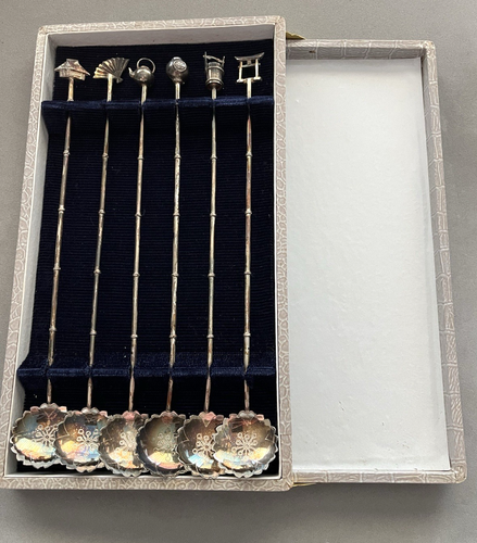 Vintage NIKKO Japanese Sterling Silver 950 Stir Sticks Long Spoons Set ...
