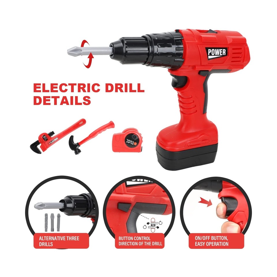 STEAM Life Kids Tool Set for Boys with Power Toy Drill, Toddler Tool ...