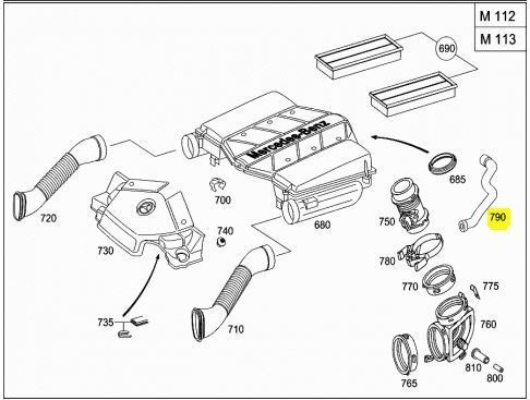 NEW GENUINE MERCEDES BENZ C E CLASS ENGINE CRANKCASE BREATHER HOSE ...