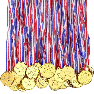 Kids Winner Medal School Sports Day Teacher Reward Prize Plastic Gold ...