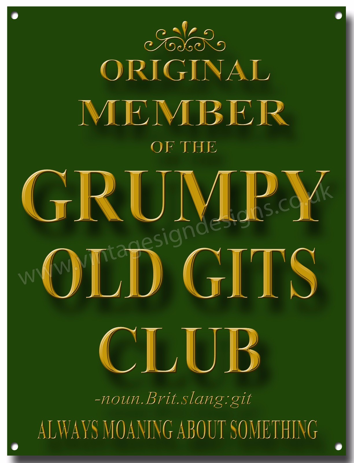 LARGE A3 SIZE ORIGINAL MEMBER OF THE GRUMPY OLD GITS CLUB METAL SIGN | eBay