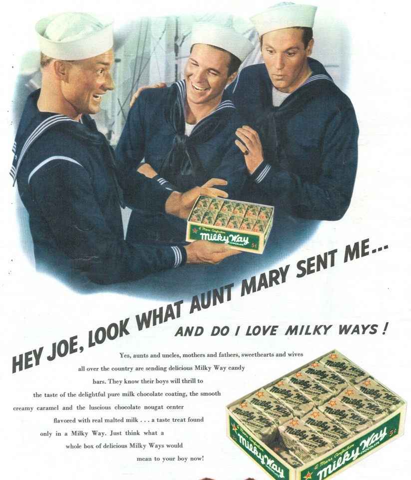 Milky Way candy bar chocolate Navy Sailors military vintage print ad ...