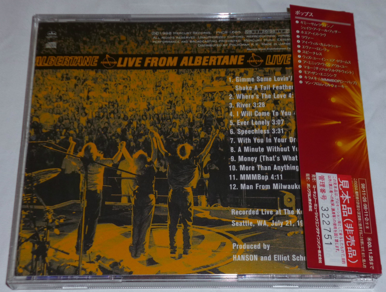 LIVE FROM ALBERTANE HANSON JAPAN CD W/OBI RARE ZAC TAYLOR ISAAC MMMBOP ...