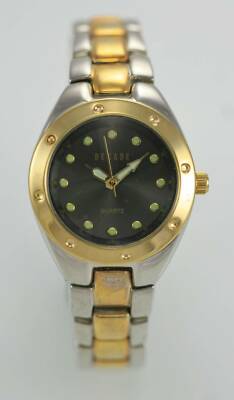 Decade Watch Womens Stainless Steel Silver Gold Easy Read Battery Gray ...