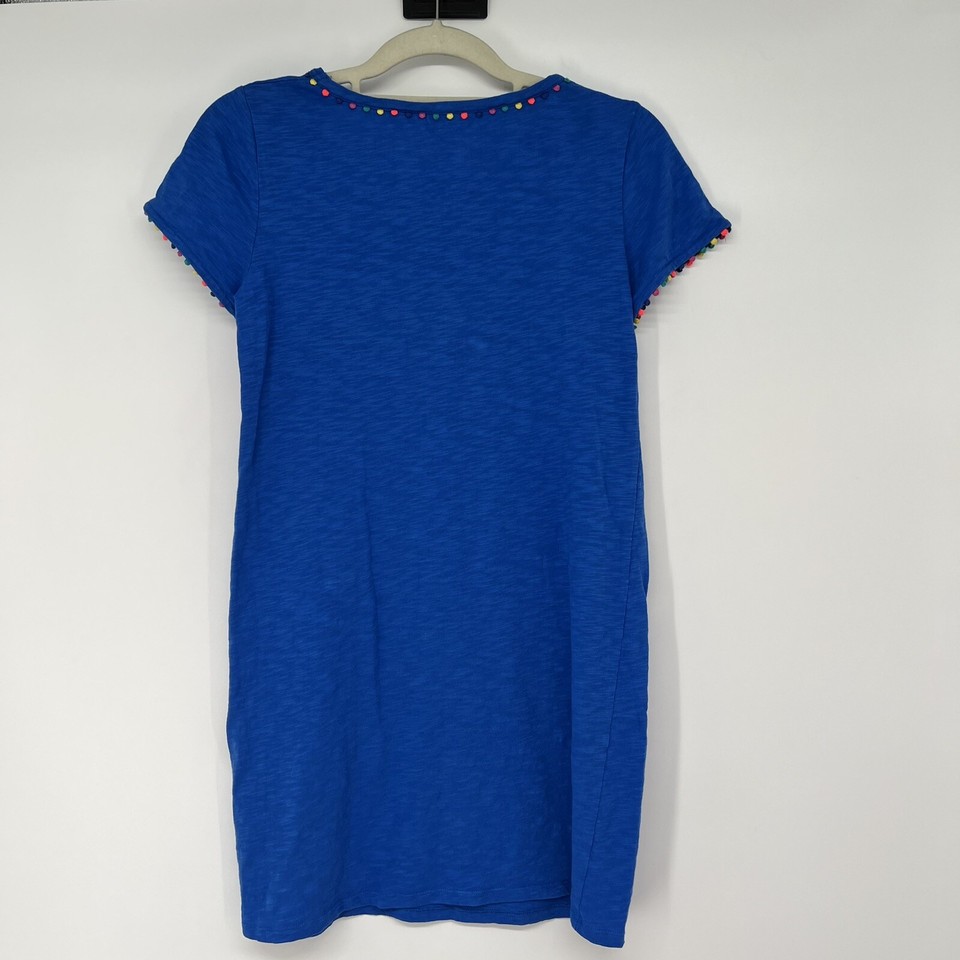 BODEN Charlie PomPom Cotton T Shirt Dress Womens US Petite Size 2P Blue ...