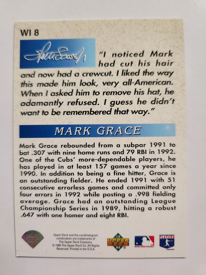 1993 Upper Deck Iooss Collection #WI 8 Mark Grace | eBay
