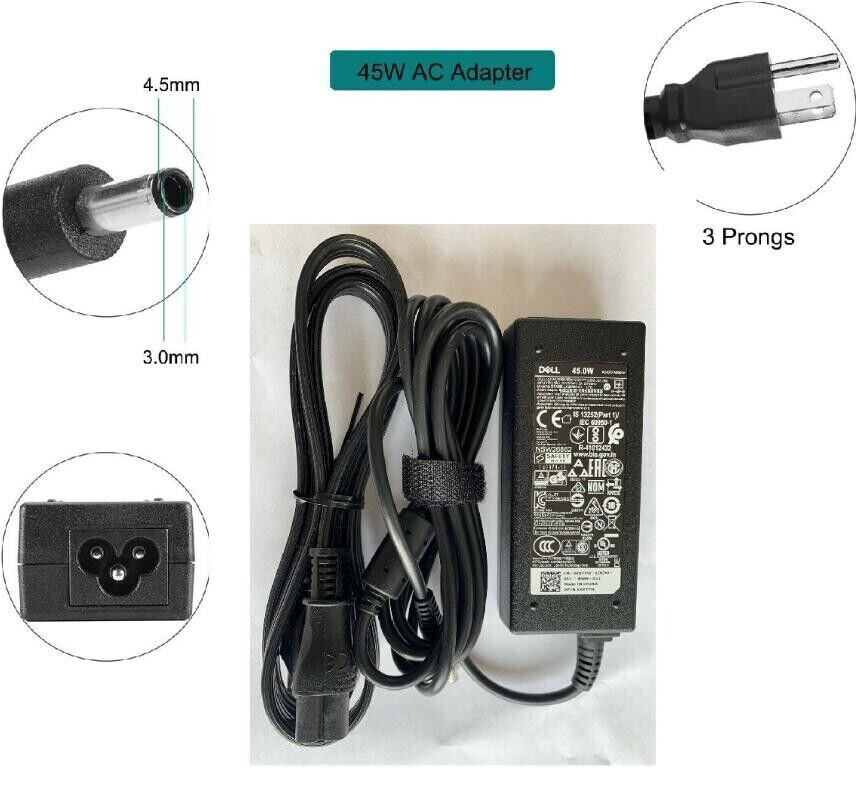 Genuine Dell HA45NM140 0285K Laptop Ac Adapter Charger & Power Cord 45W ...