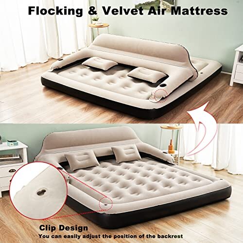 Size Air Mattress Inflatable Bed with Headboard and Pillows,Blow Up ...