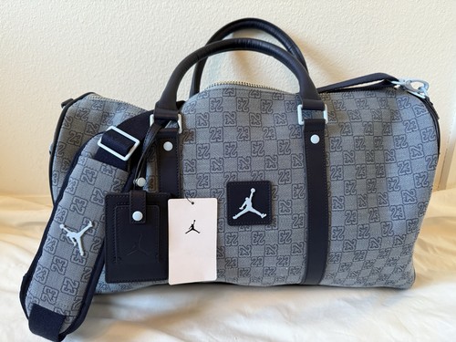 NWT Air Jordan Monogram Logo Jacquard Duffle 25L Bag Blue Denim Jumpman ...