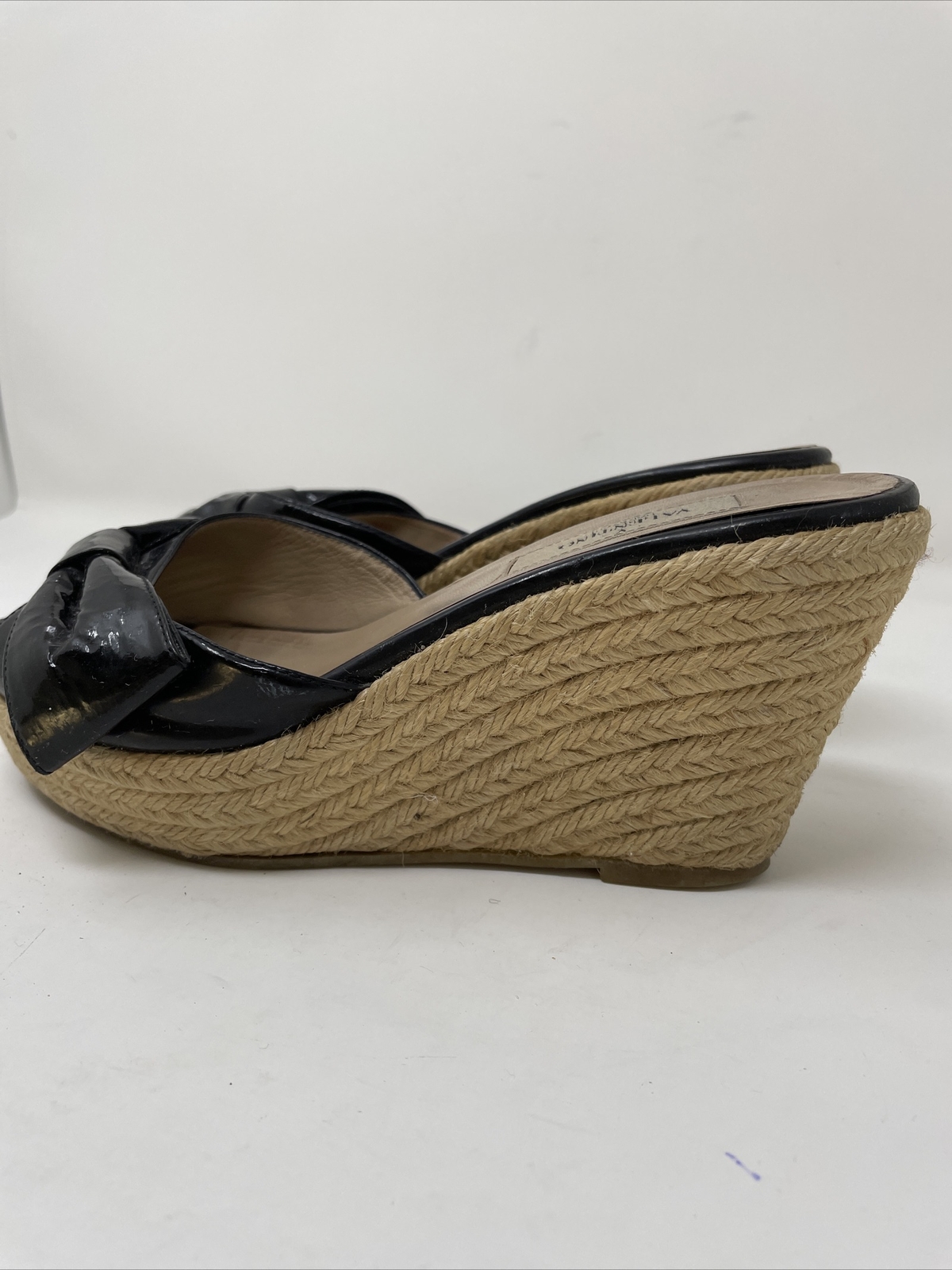 Valentino Black Patent Leather Espadrille Bow Wedges … - Gem