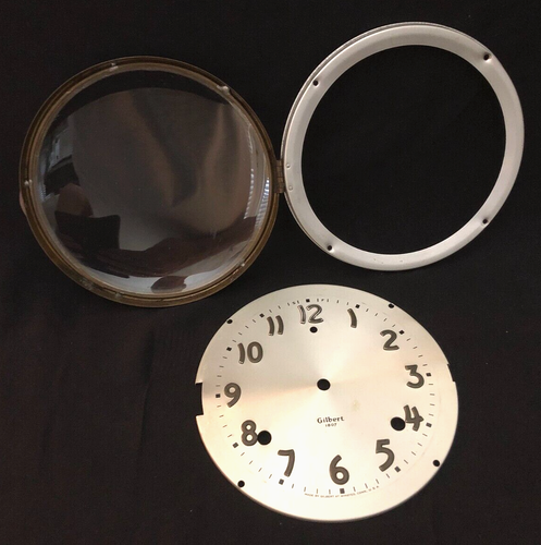 Nice Antique 8-Day Gilbert Mantel Clock Brass Bezel-Silvered Dial ...