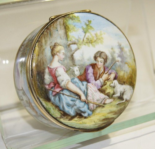 Austrian Viennese Hand Painted Enamel & Gilt Silver Box late 19th ...