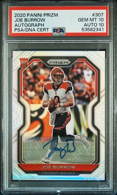 STOLEN FROM ME Joe Burrow signed 2020 PRIZM Silver Autograph #307 PSA ...
