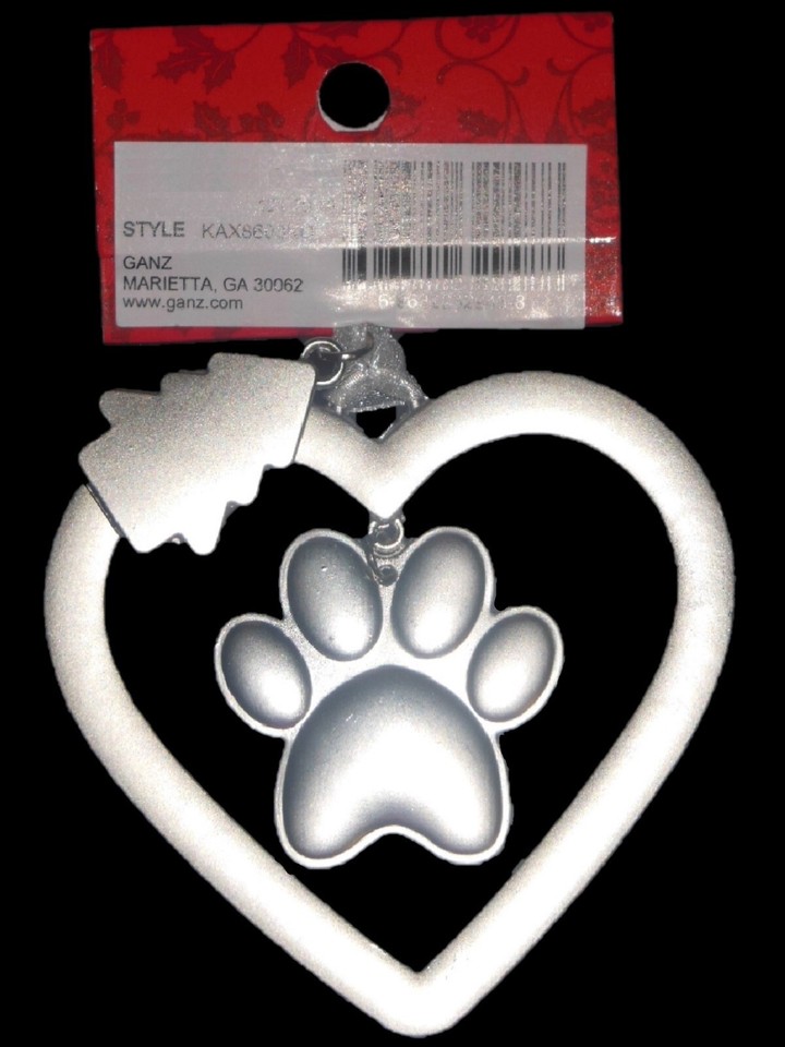 New Ganz Paw Print On My Heart Tartan Plaid Heart Engravable Christmas ...