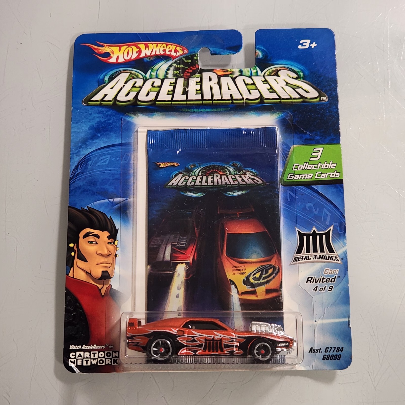 Hot Wheels AcceleRacers Metal Maniacs Metallic Orange Rivited