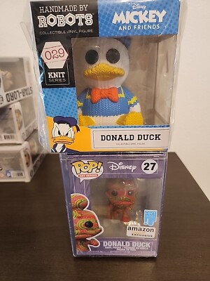 Lot Of 2 Disney Donald Duck Handmade by Robots 6” Knit & Funko Pop #27 ...