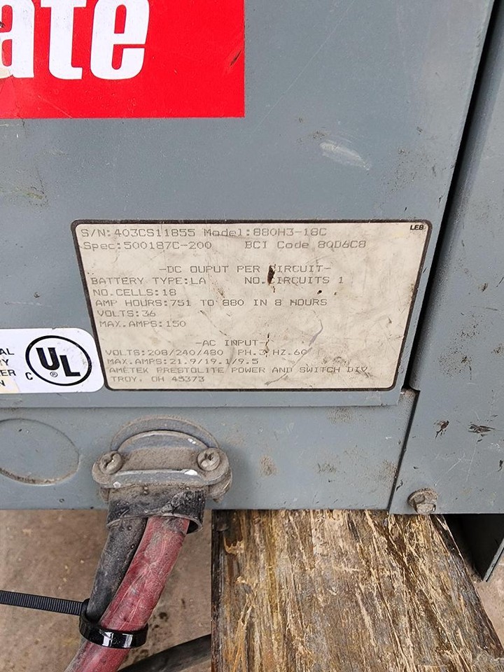 Prestolite Power 880H3-18C Industrial 36V Lead Acid Forklift Charger ...