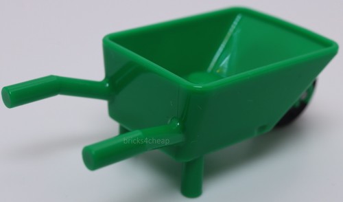Lego Green Minifig Utensil Wheelbarrow Complete Assembly with Tire | eBay