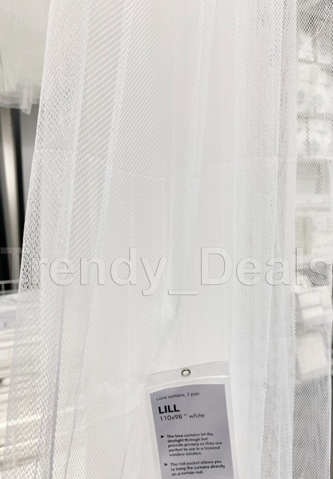 Ikea LILL Sheer Mesh White Canopy Drapes Curtains 2 Panels (1 Pair) 110 ...